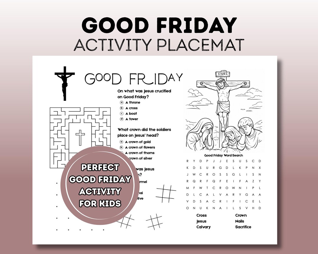 Good Friday Activity Placemat for Kids | Christian Printable Learning ...