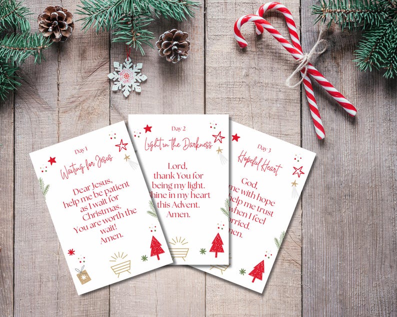 Kids' Advent Prayer Cards: Printable Christian Christmas Countdown ...