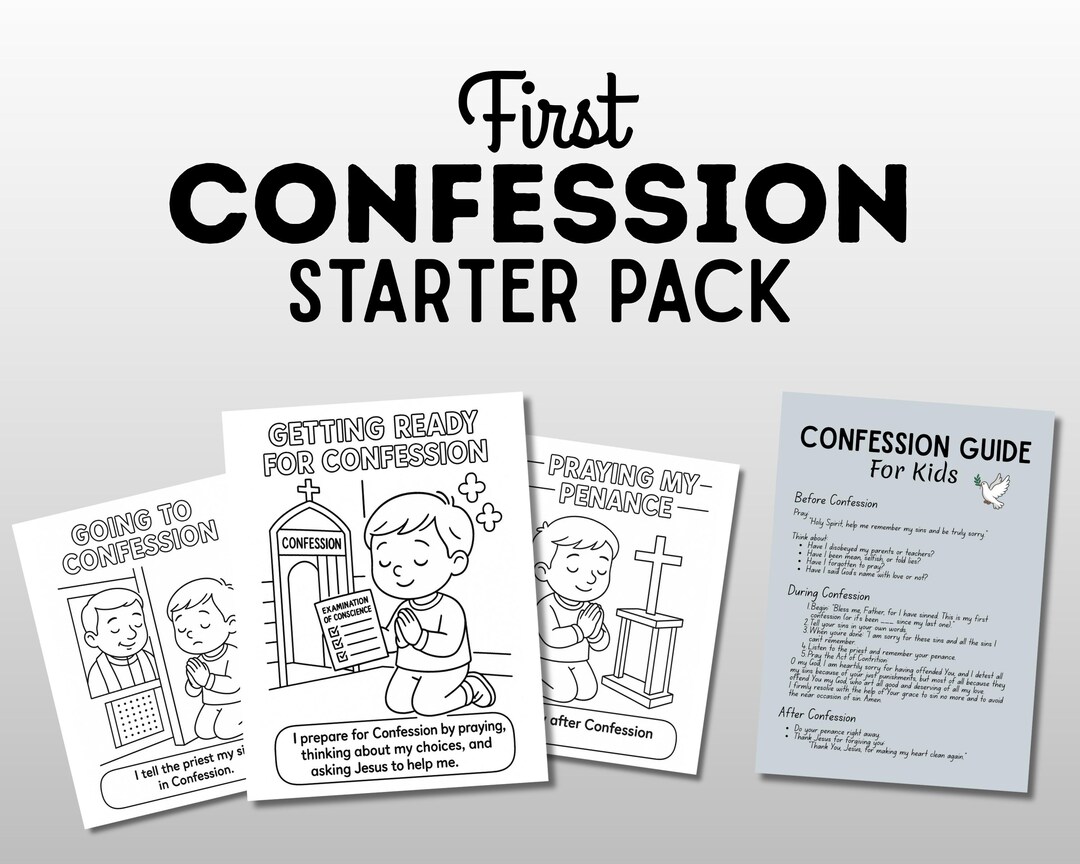 Catholic First Confession Prep | Kids Coloring Pages & Guide (digital ...