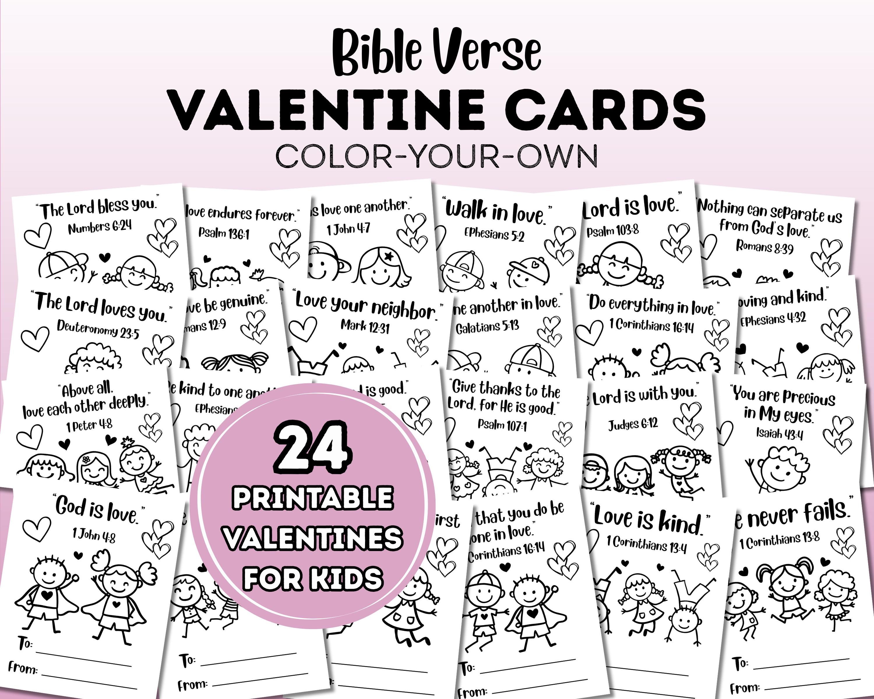 Bible Verse Valentine Cards for Kids | Christian Valentines Printable ...