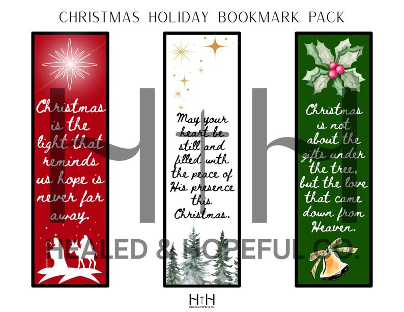 Christmas Bookmark Set – Printable Holiday Quote Bookmarks, Christian ...