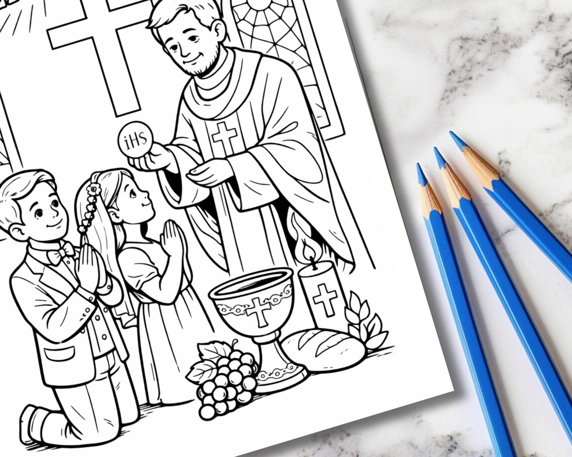 Seven Sacraments of the Catholic Church Coloring Pages for Kids ...