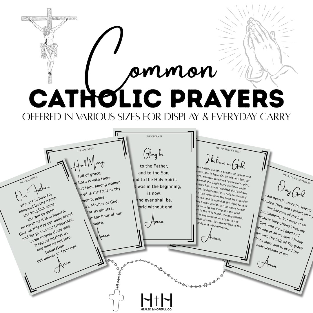 Catholic Prayers Printable Art Set: Our Father, Hail Mary (PDF Download ...