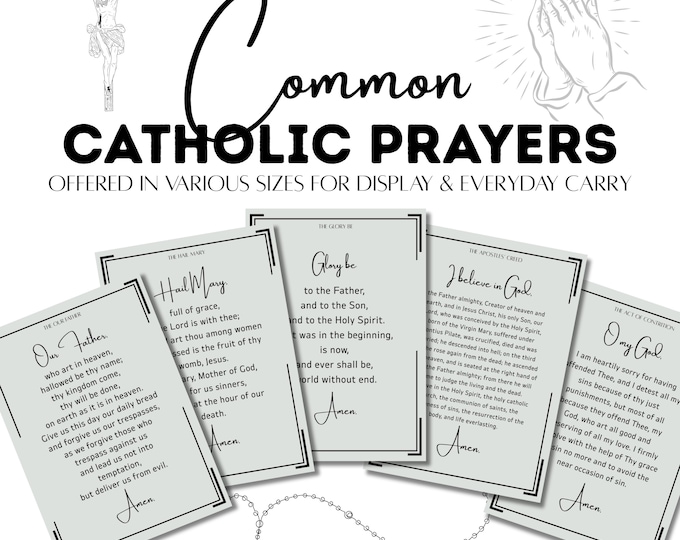 Our Father, Hail Mary, & Glory Be, Printable 3-prayer Pack, DIY ...