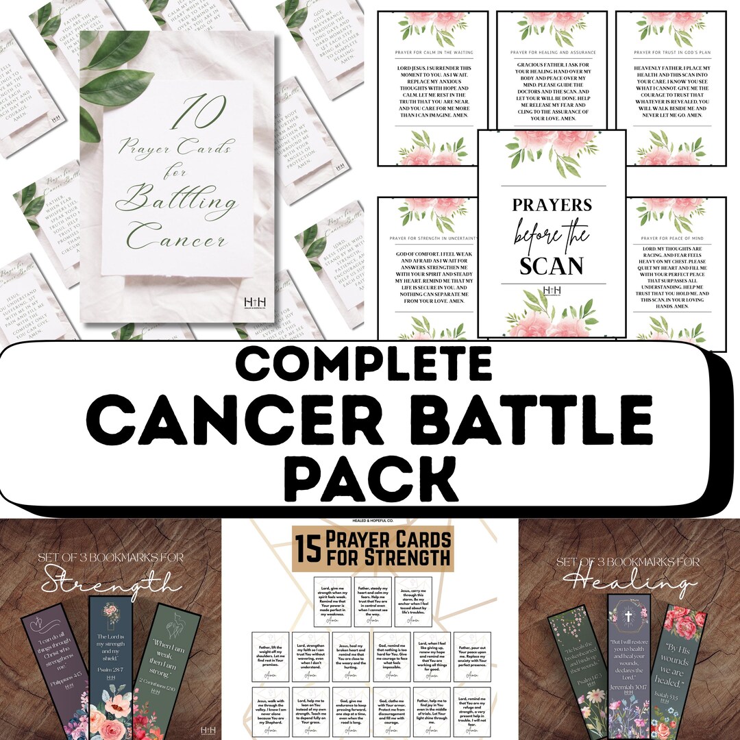 Cancer Battle Prayer Card Bundle: Christian Healing, Strength (digital ...
