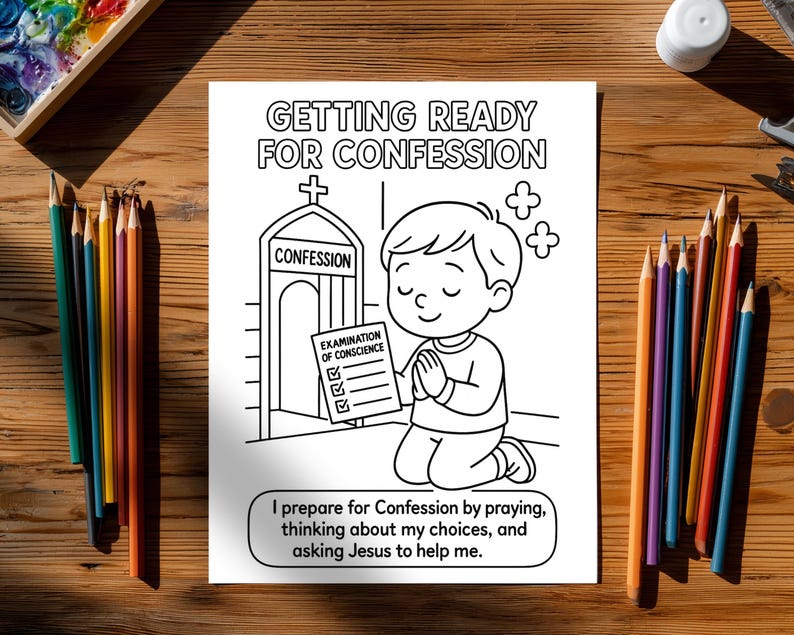 Catholic Confession Coloring Pages | Reconciliation Prep (PDF Pattern ...