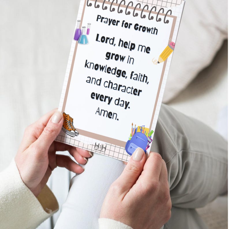 Student Prayer Cards: Christian Encouragement for School (printable 5x7 ...