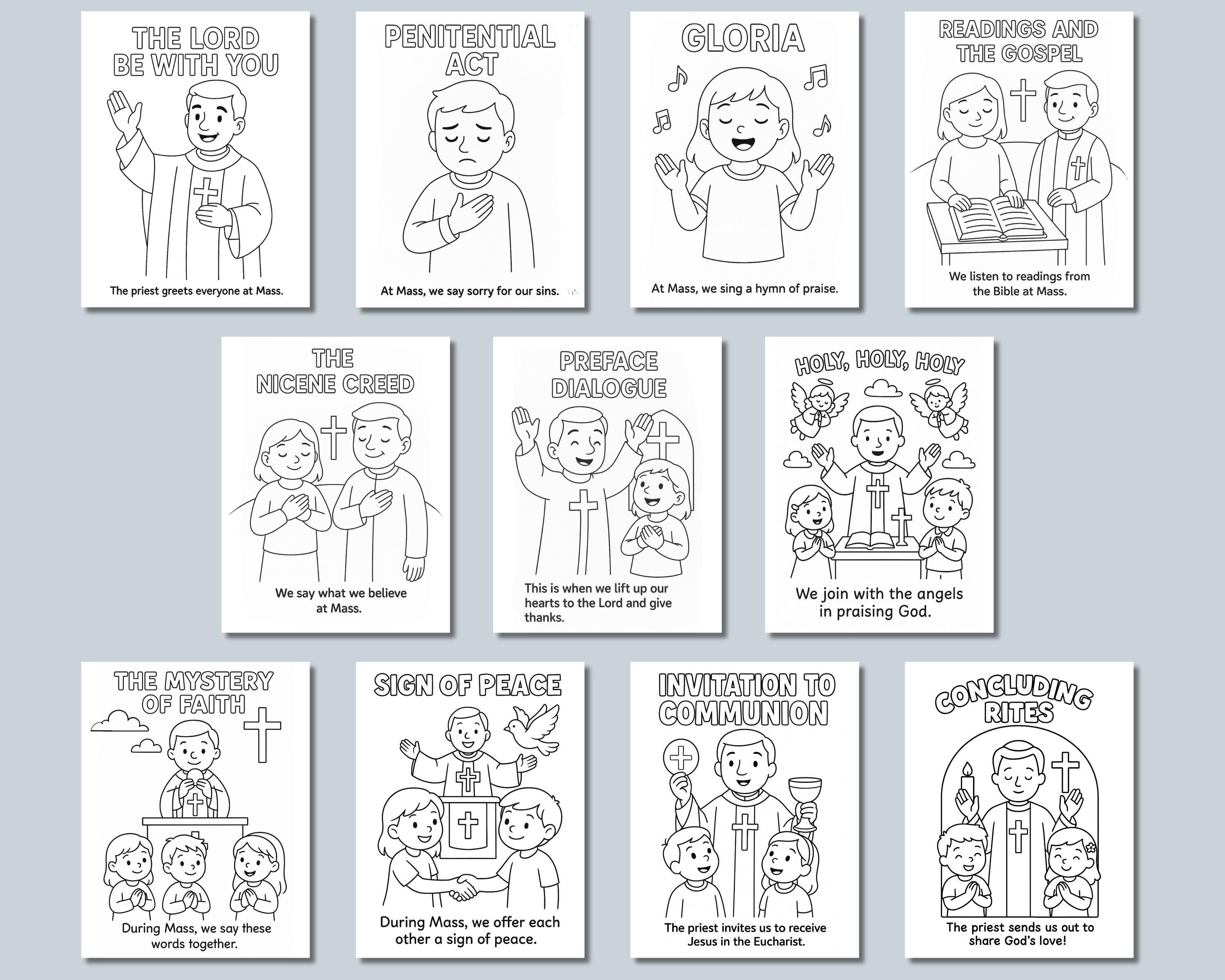 Catholic Mass Coloring Pages for Kids: Printable CCD Activity (digital ...