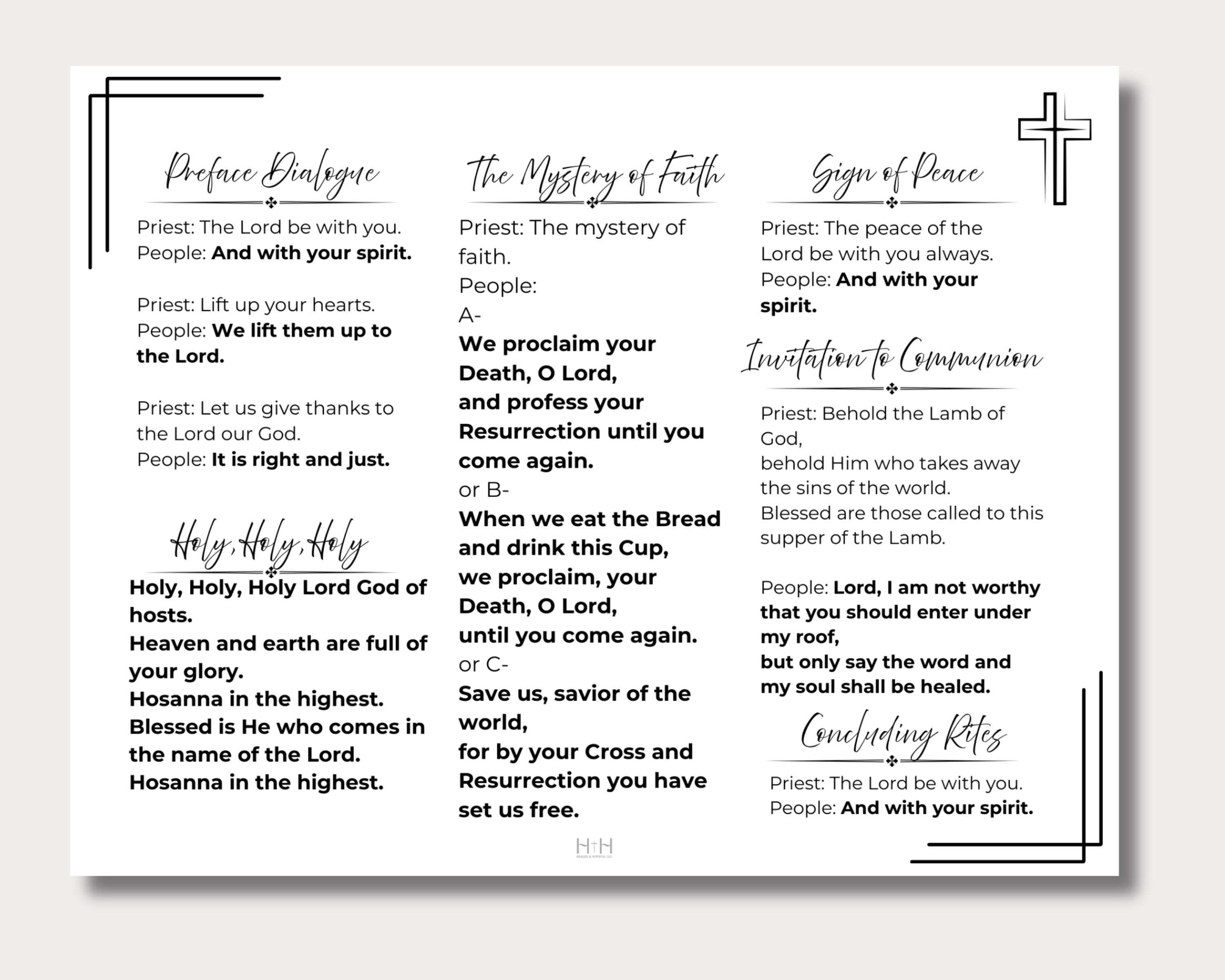 Order of the Catholic Mass Printable | Easy Response & Prayer Guide ...