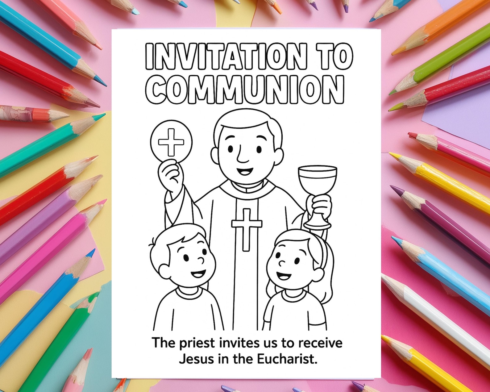 Catholic Mass Coloring Pages for Kids: Printable CCD Activity (digital ...