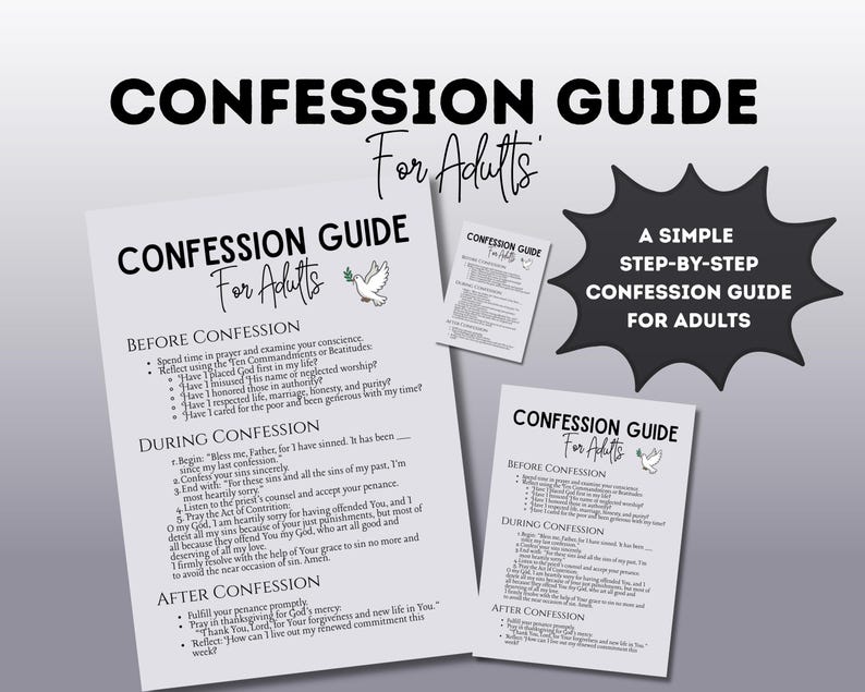 Catholic Confession Guide for Adults | Step-by-step Reconciliation Printable | Catholic ...