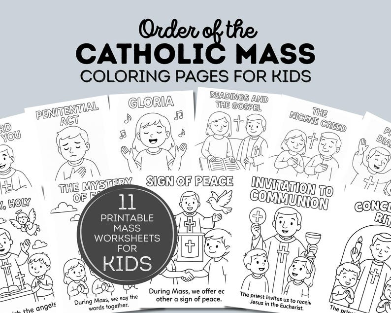 Catholic Mass Coloring Pages for Kids: Printable CCD Activity (digital ...