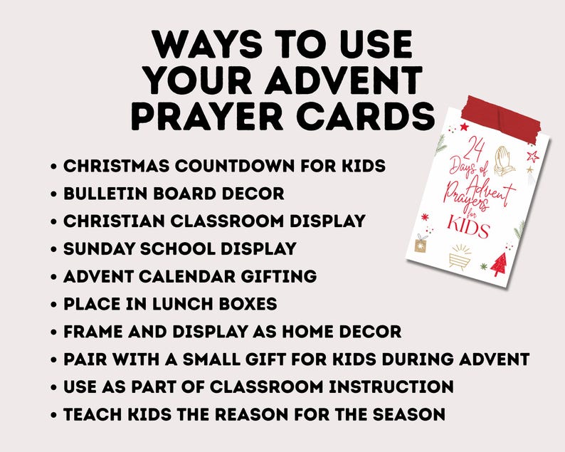 Kids' Advent Prayer Cards: Printable Christian Christmas Countdown ...