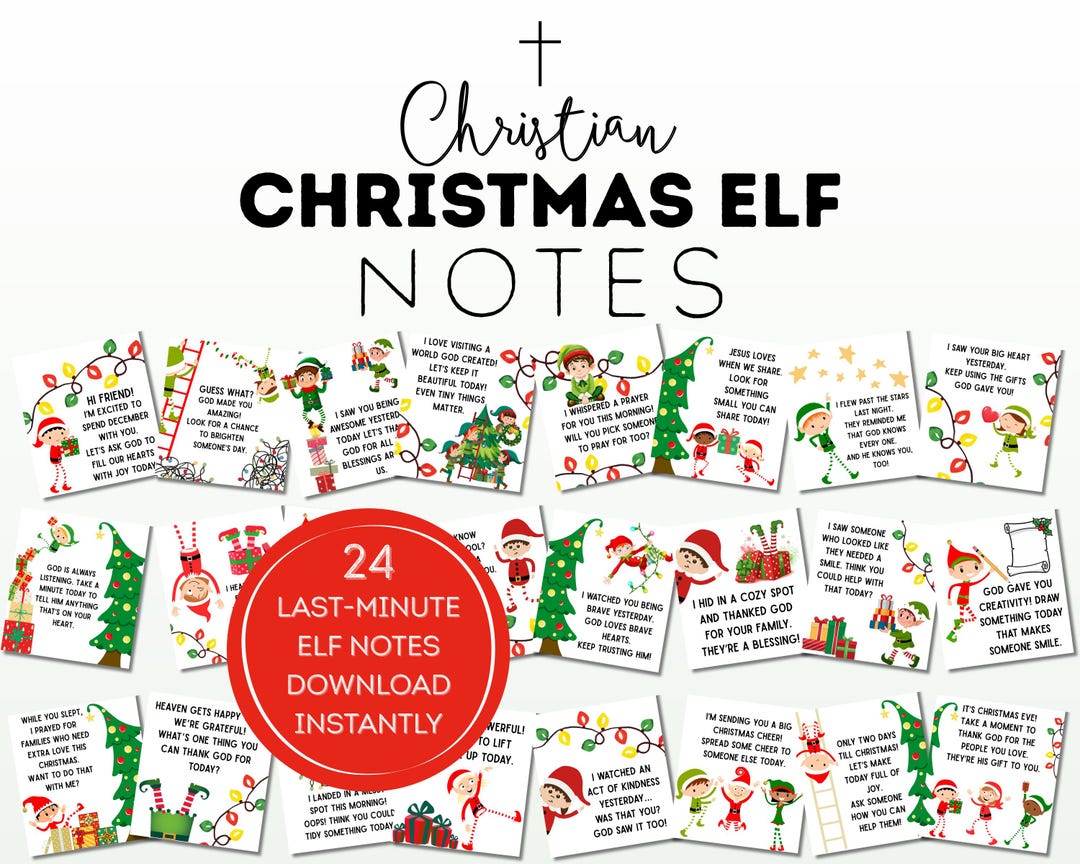 Christian Christmas Elf Notes | 24 Daily Elf Message Cards for Kids - Etsy