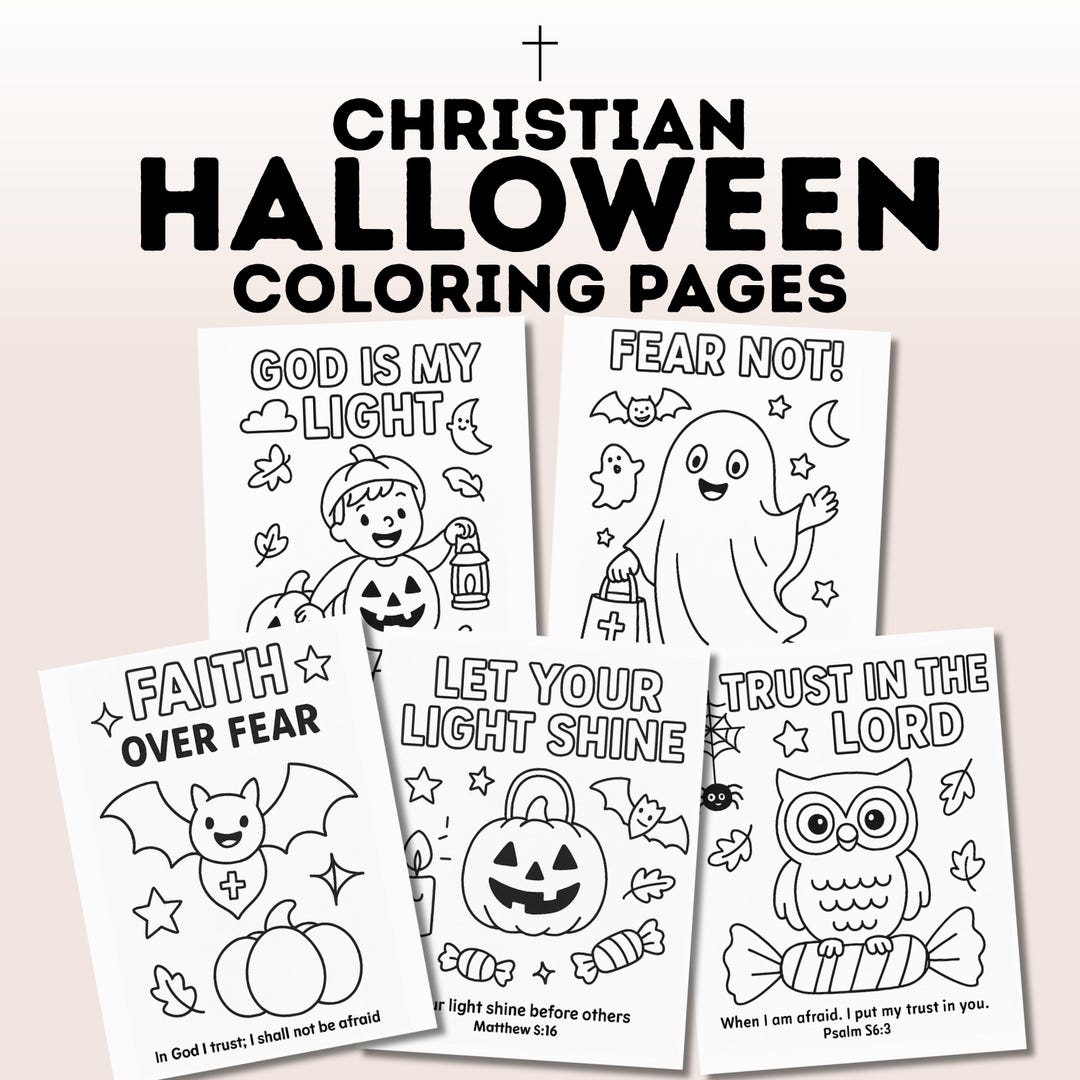 Christian Halloween Coloring Pages for Kids: Bible Verse Activity (PDF ...