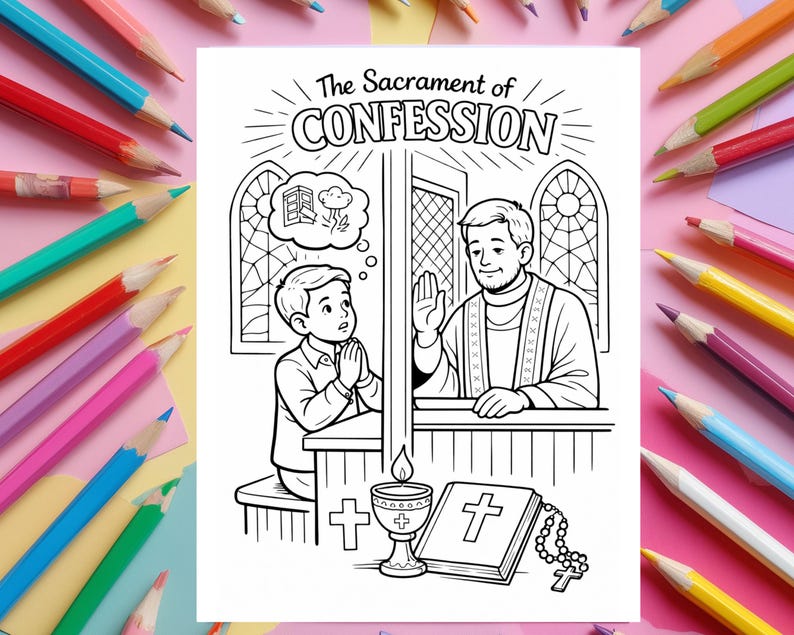 Seven Sacraments of the Catholic Church Coloring Pages for Kids ...