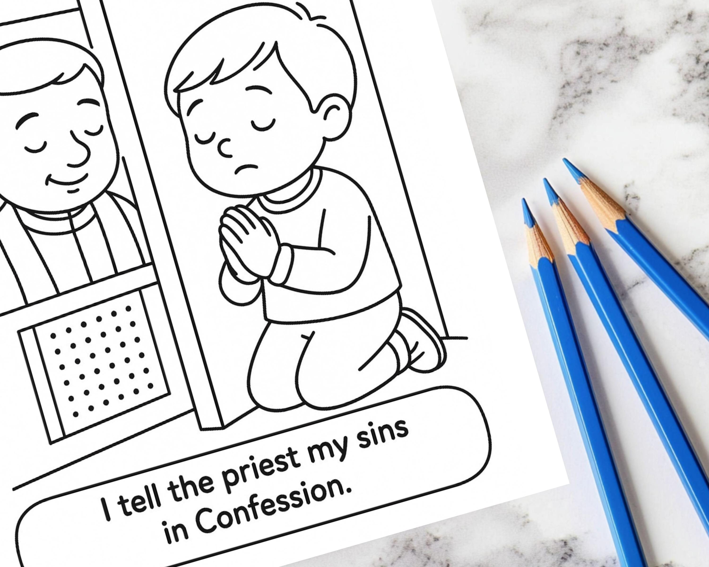 Catholic Confession Coloring Pages | Reconciliation Prep (PDF Pattern ...