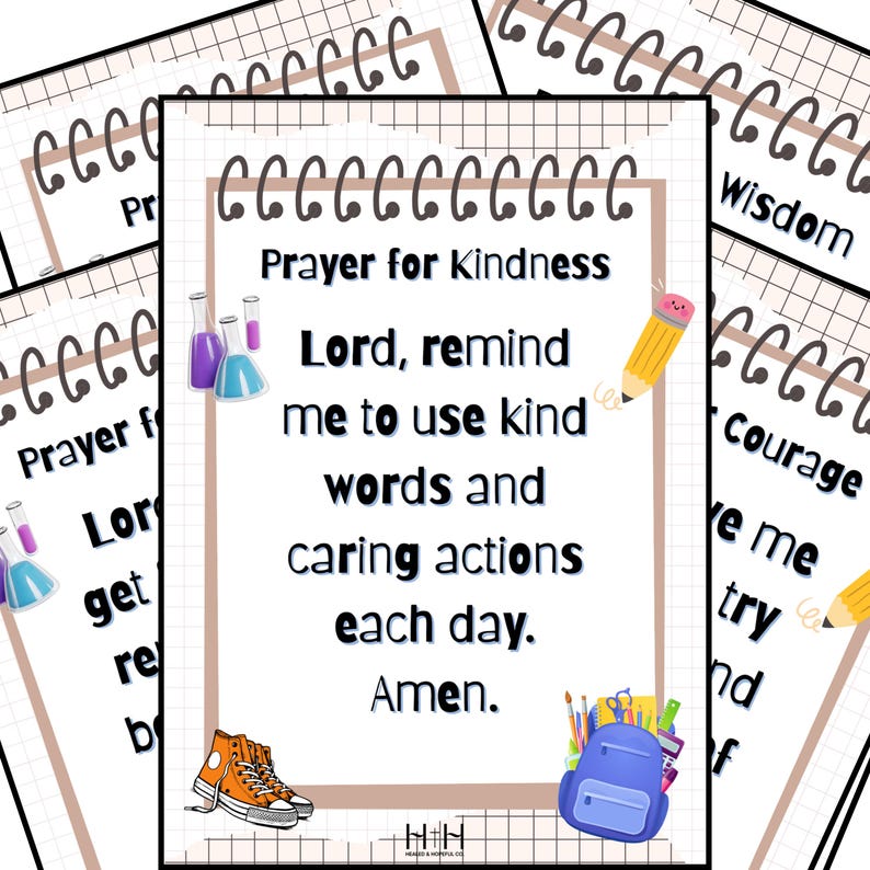 Student Prayer Cards: Christian Encouragement for School (printable 5x7 ...