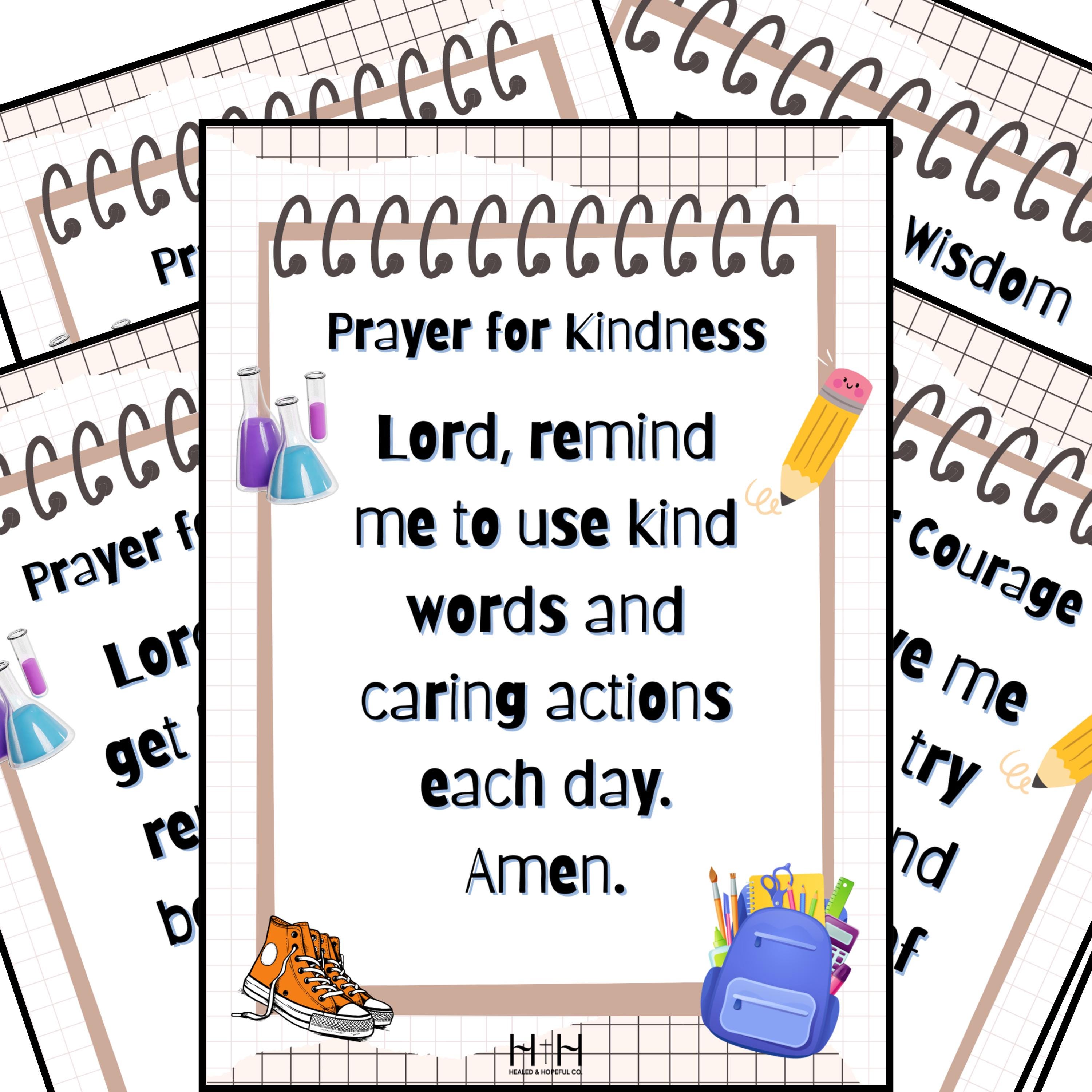 Student Prayer Cards: Christian Encouragement for School (printable 5x7 ...