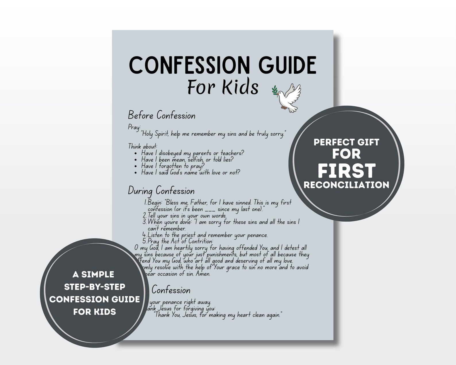 Catholic Kids' Confession Guide | First Reconciliation Prep (PDF) - Etsy
