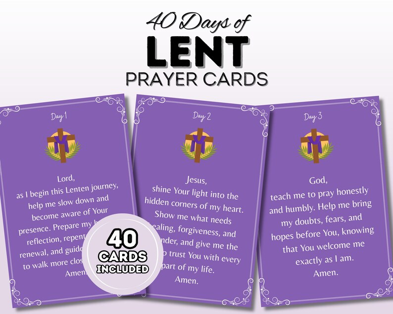 40 Days of Prayer for Lent | Lenten Prayer Cards | Easter Preparation ...