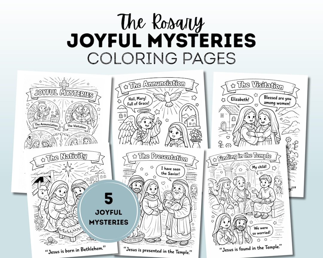 Joyful Mysteries of the Rosary Coloring Pages | Catholic Religion ...