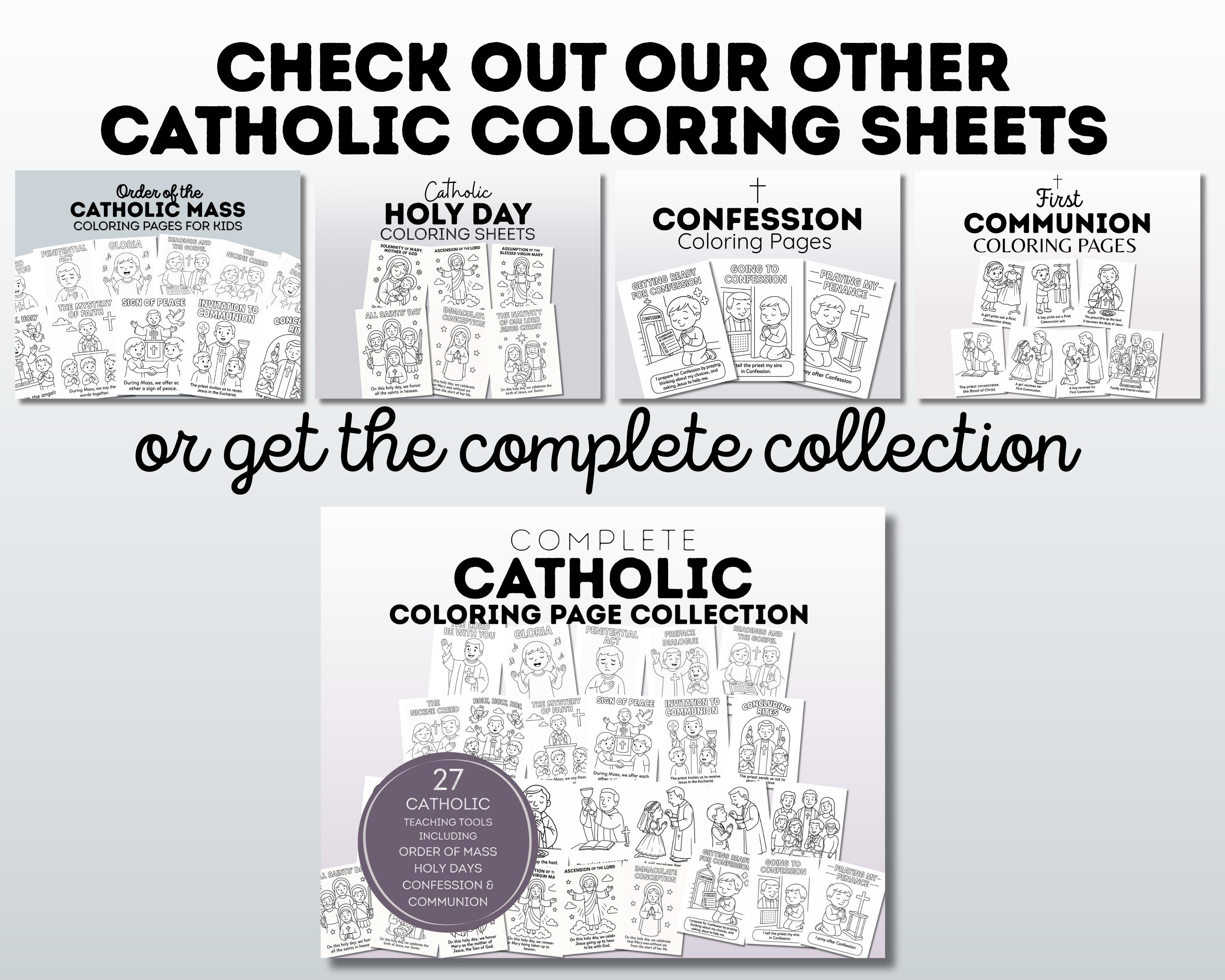 Catholic Mass Coloring Pages for Kids: Printable CCD Activity (digital ...