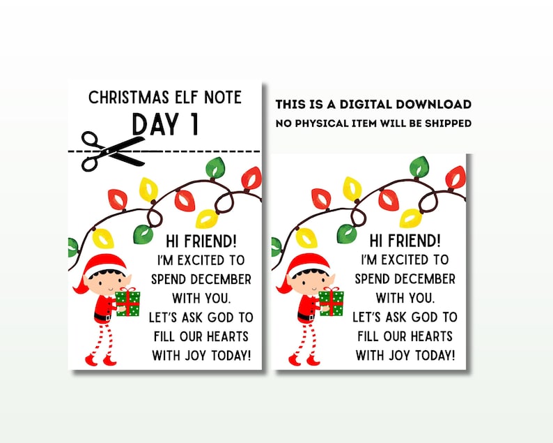 Christian Christmas Elf Notes | 24 Daily Elf Message Cards for Kids - Etsy