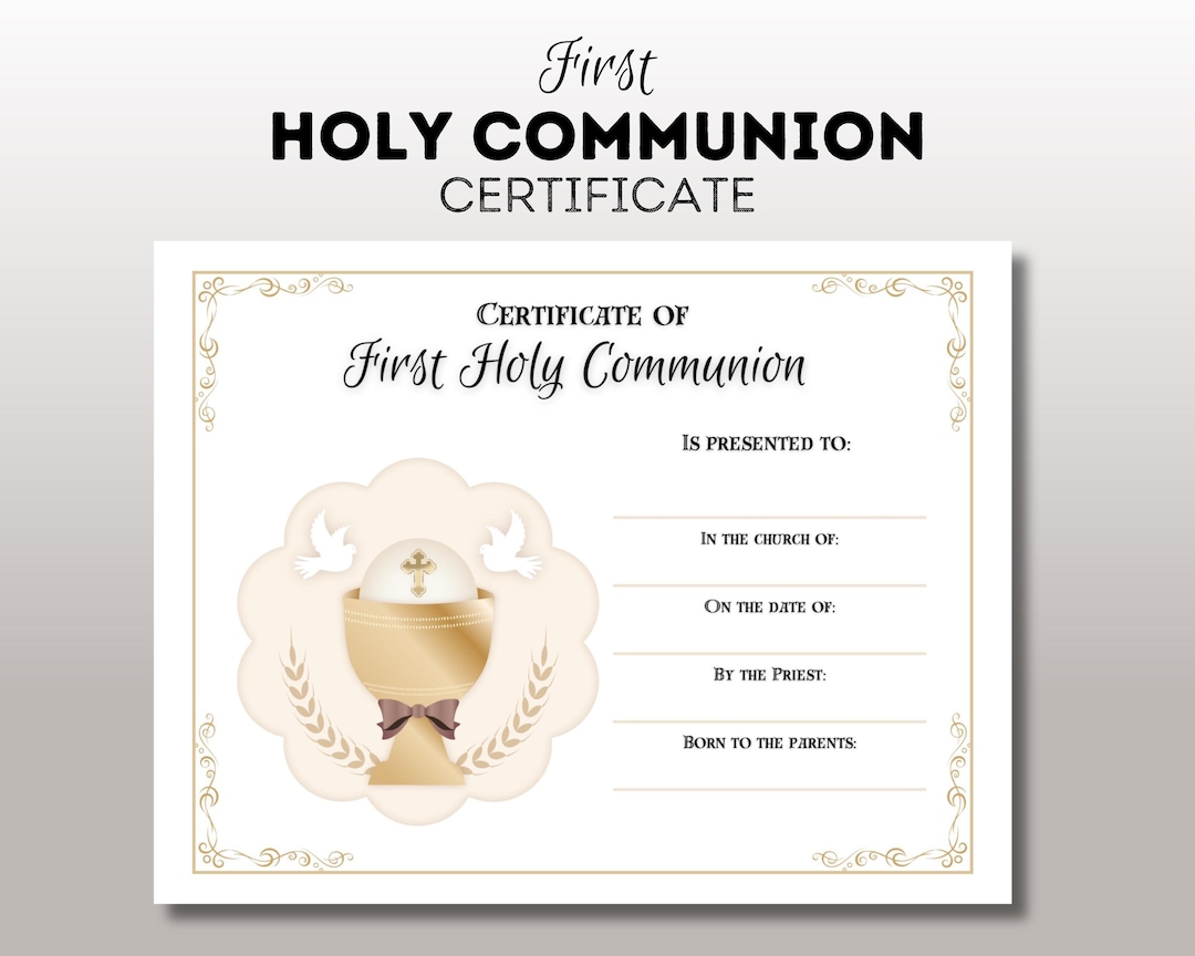 First Holy Communion Certificate Printable for Catholic Kids and Adults ...