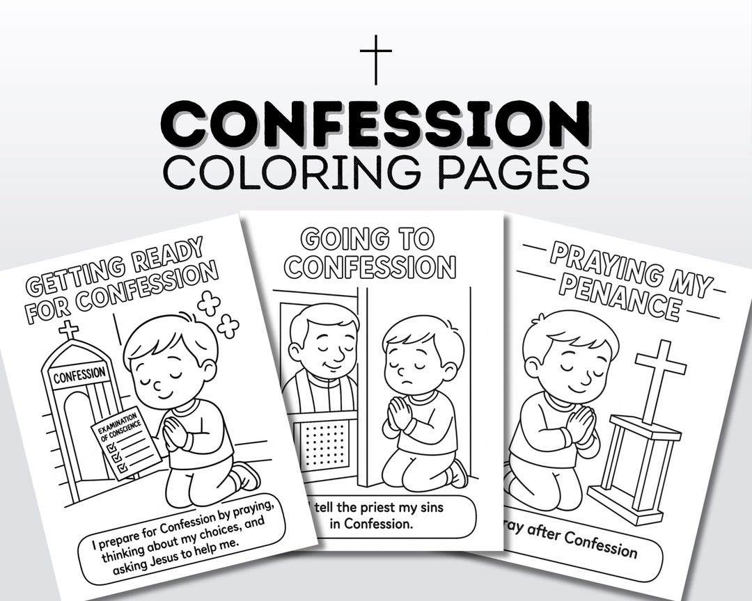 Catholic Confession Coloring Pages | Reconciliation Prep (PDF Pattern ...