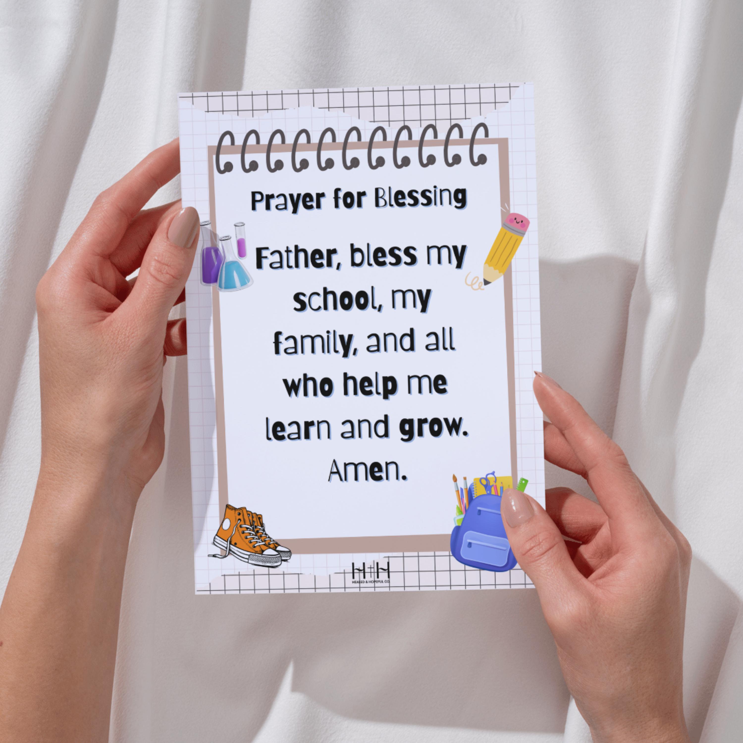 Student Prayer Cards: Christian Encouragement for School (printable 5x7 ...