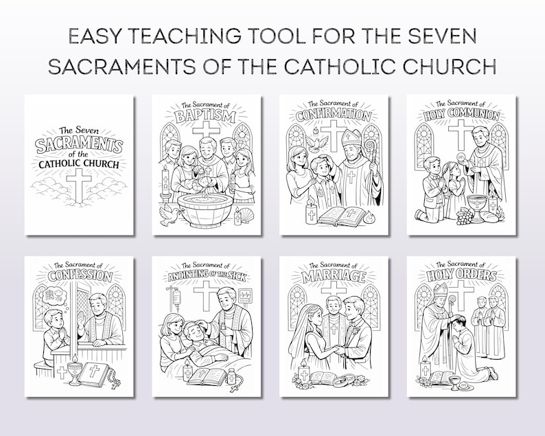 Seven Sacraments of the Catholic Church Coloring Pages for Kids ...