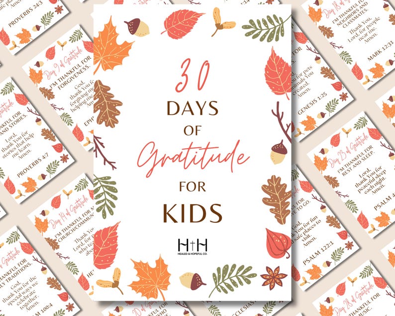 Kids' Gratitude Cards: 30-day Thankfulness Prompts With Bible Verses ...