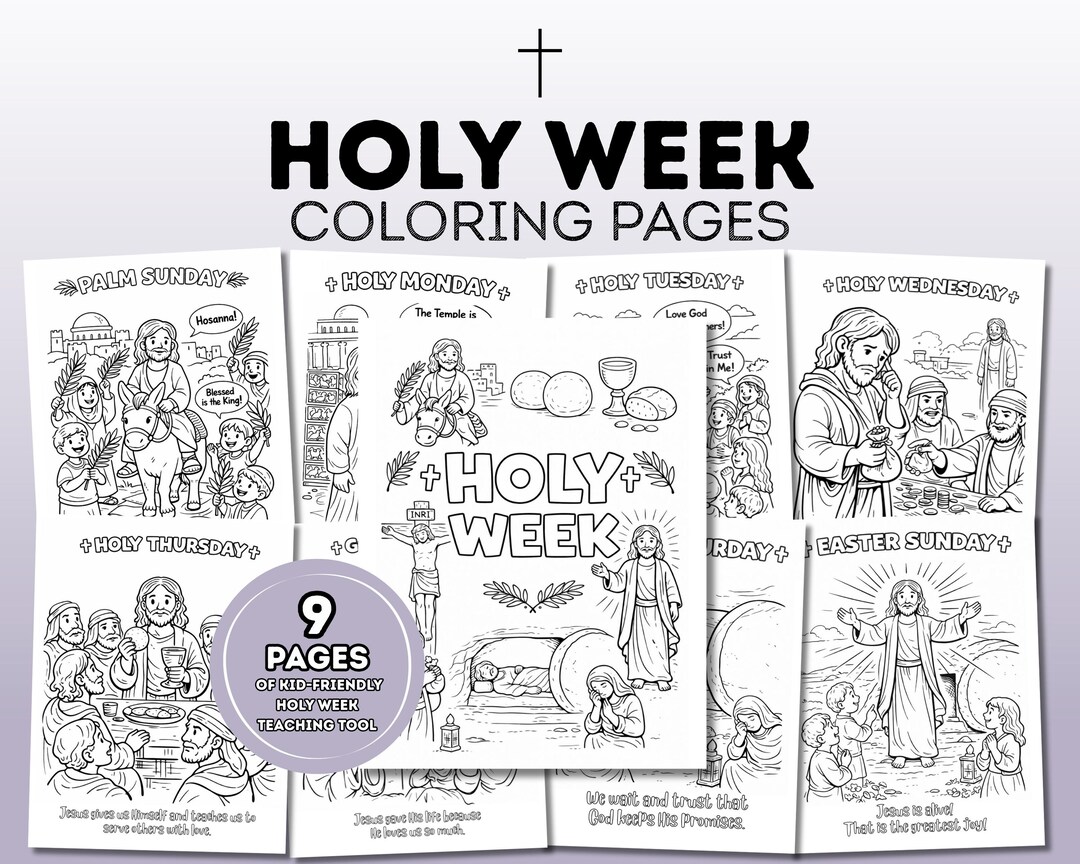 Holy Week Coloring Pages for Kids | Easy Faith Teaching Tool | Palm ...