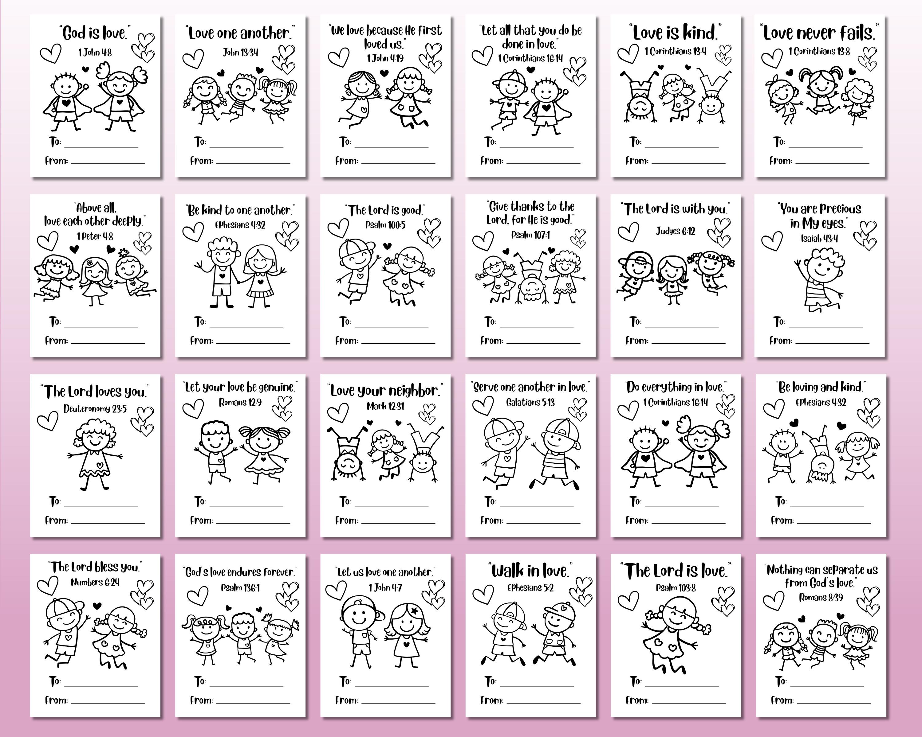 Bible Verse Valentine Cards for Kids | Christian Valentines Printable ...