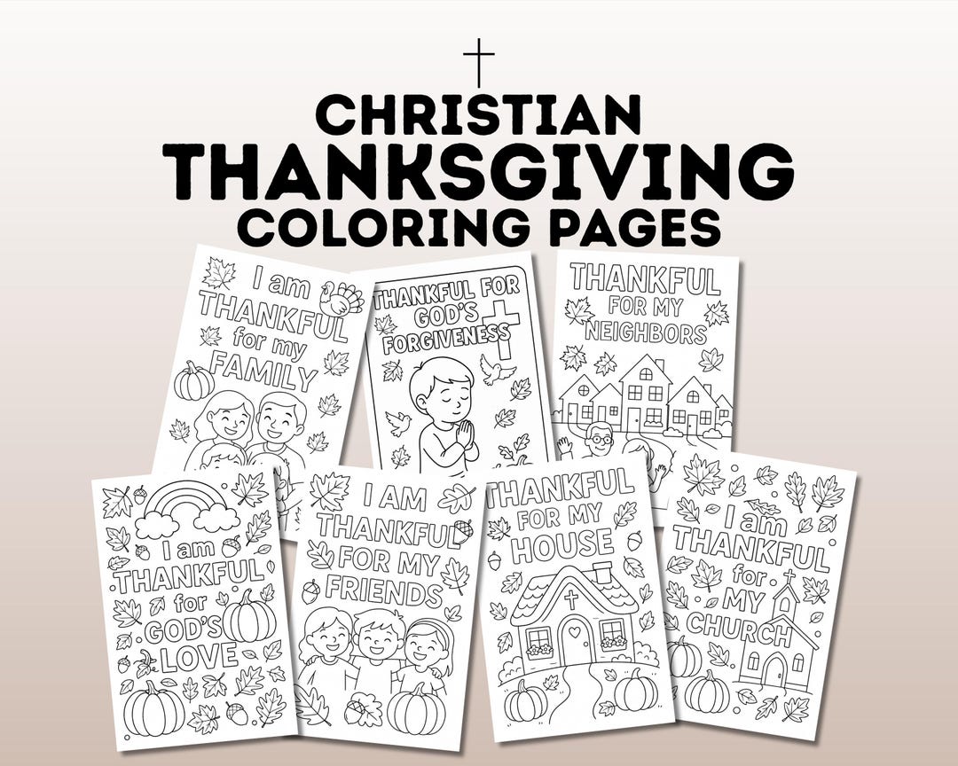 Christian Thanksgiving Coloring Pages: Bible Activity Sheets (digital ...