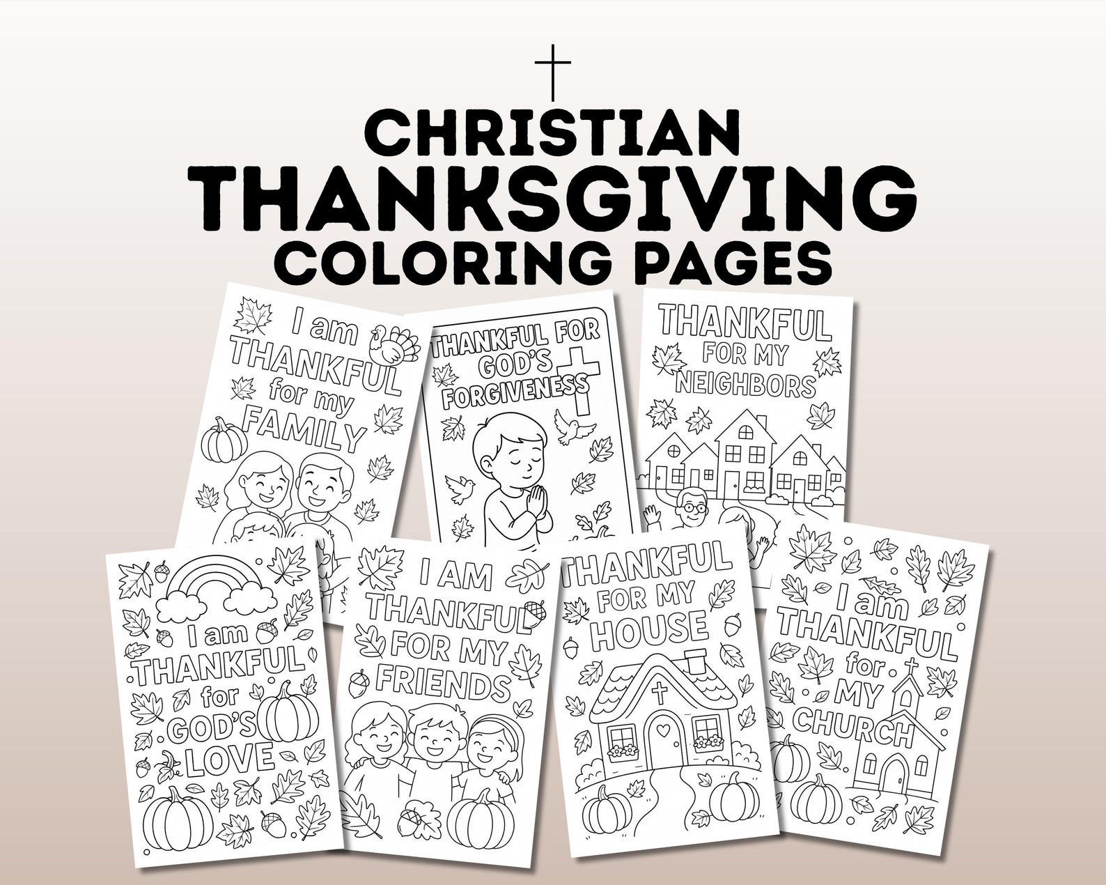 Christian Thanksgiving Coloring Pages: Bible Activity Sheets (digital ...