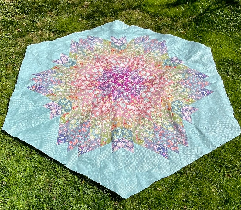 Diamond Hexagon Star Quilt Pattern Pdf. 90”x104” Fat Quarter Friendly ...