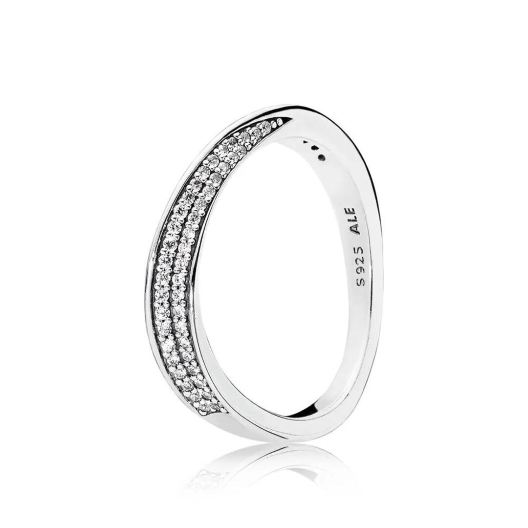 Pandora Pave Wave Ring Sterling Silver Ale - Etsy