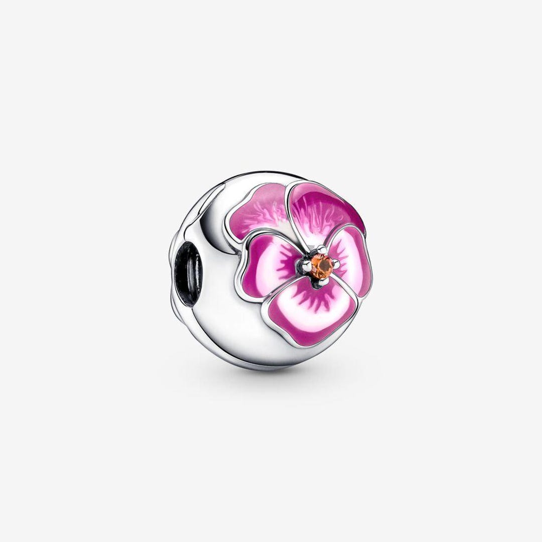 Pandora 925 Ale Silver Pink Pansy Flower Clip Charm - Etsy