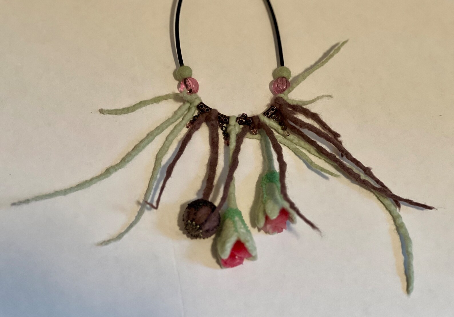 Necklace “red Poppy ” Wet Felted and Beaded Creation. Only One Unique ...