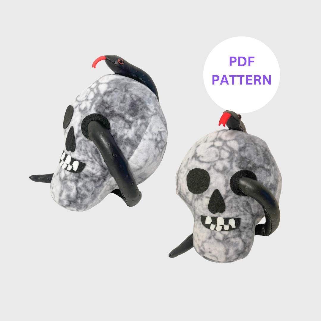 DIY Skull With Snake Plush Pattern | Halloween Pattern PDF | Plush ...