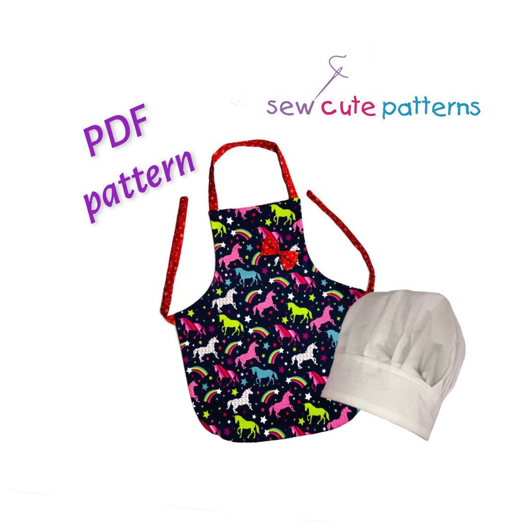 Kids Apron Tutorial and Chef Hat Pattern Sewing Patterns Digital ...