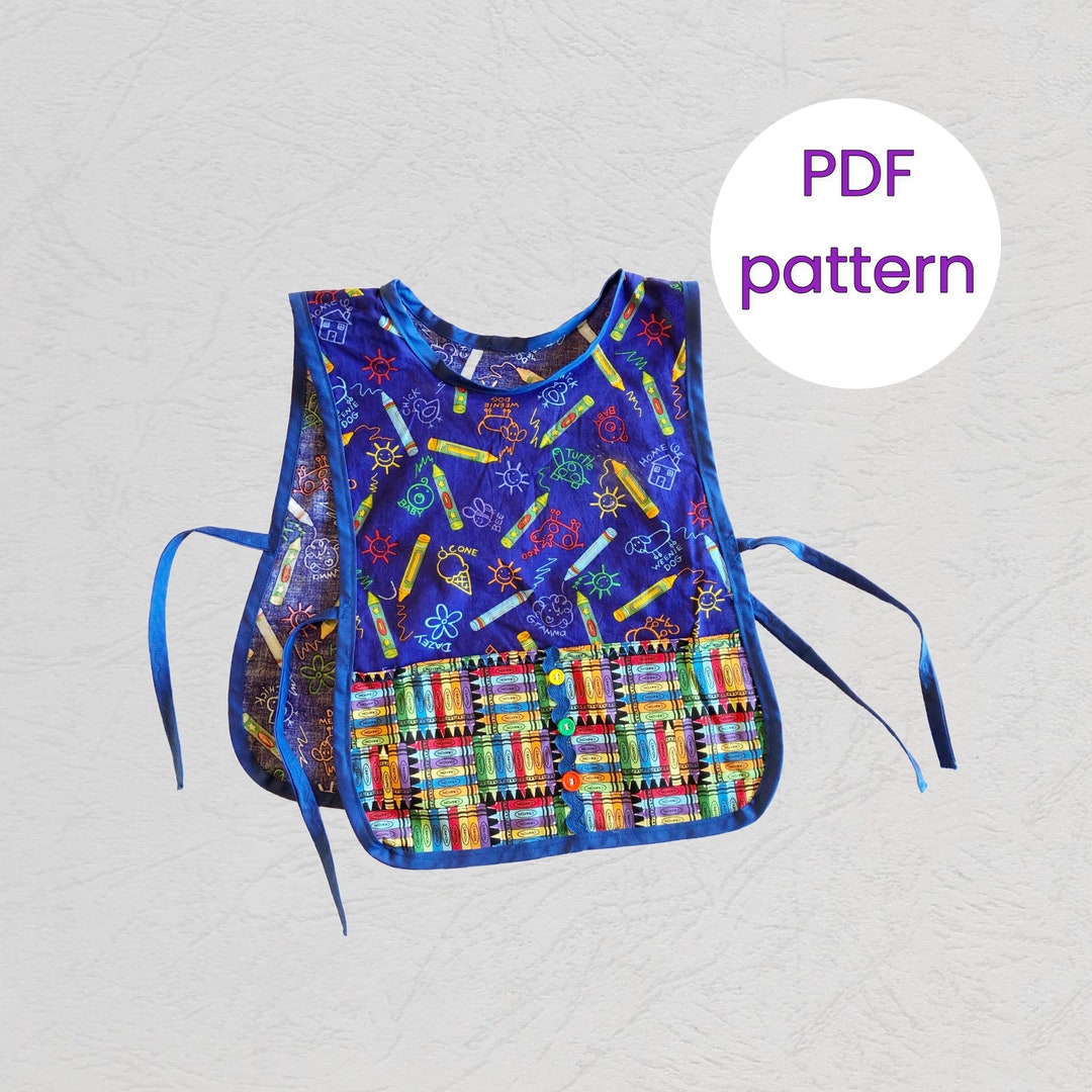 Kids Painting Smock Pattern | Sewing Pattern | Kids Art Smock Pattern ...