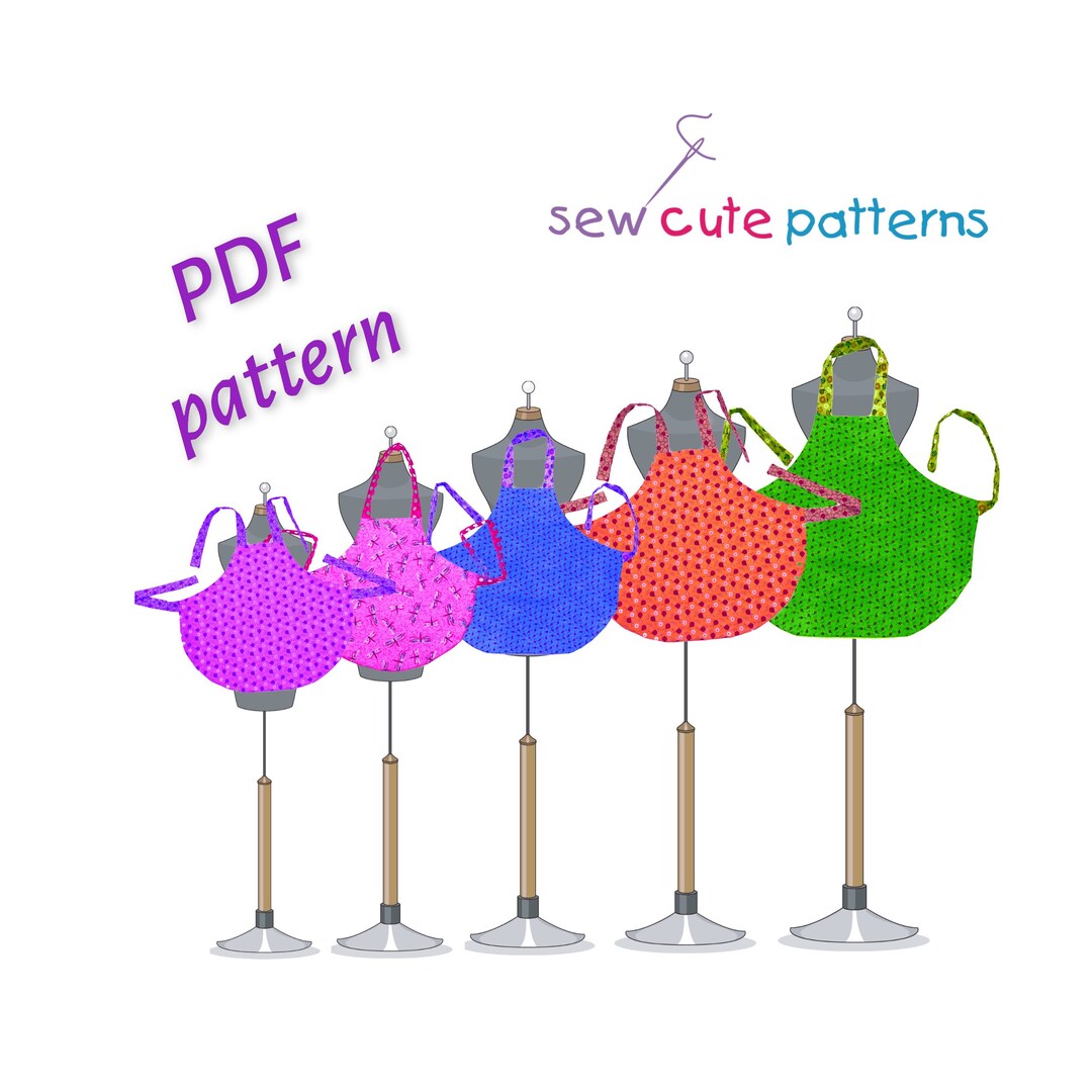 Apron Sewing Patterns 5 Sizes Apron Tutorial Apron Pattern Book Digital ...