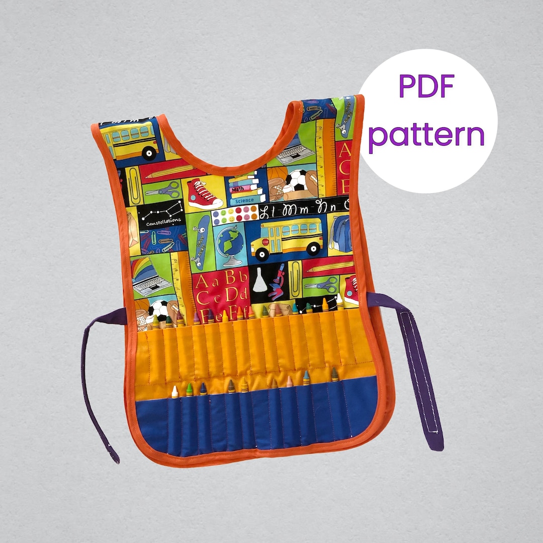 Child's Reversible Crayon Apron Sewing Pattern | Childrens Apron ...