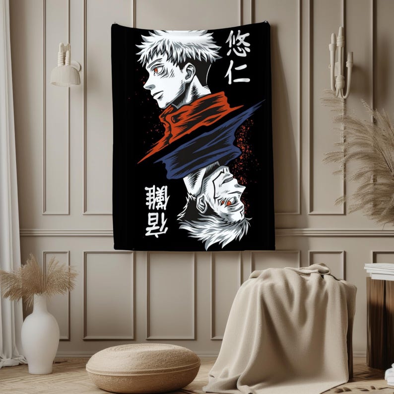 Yuji Itadori Anime Blanket Jujutsu Kaisen Cozy Fleece Throw Manga Fan ...