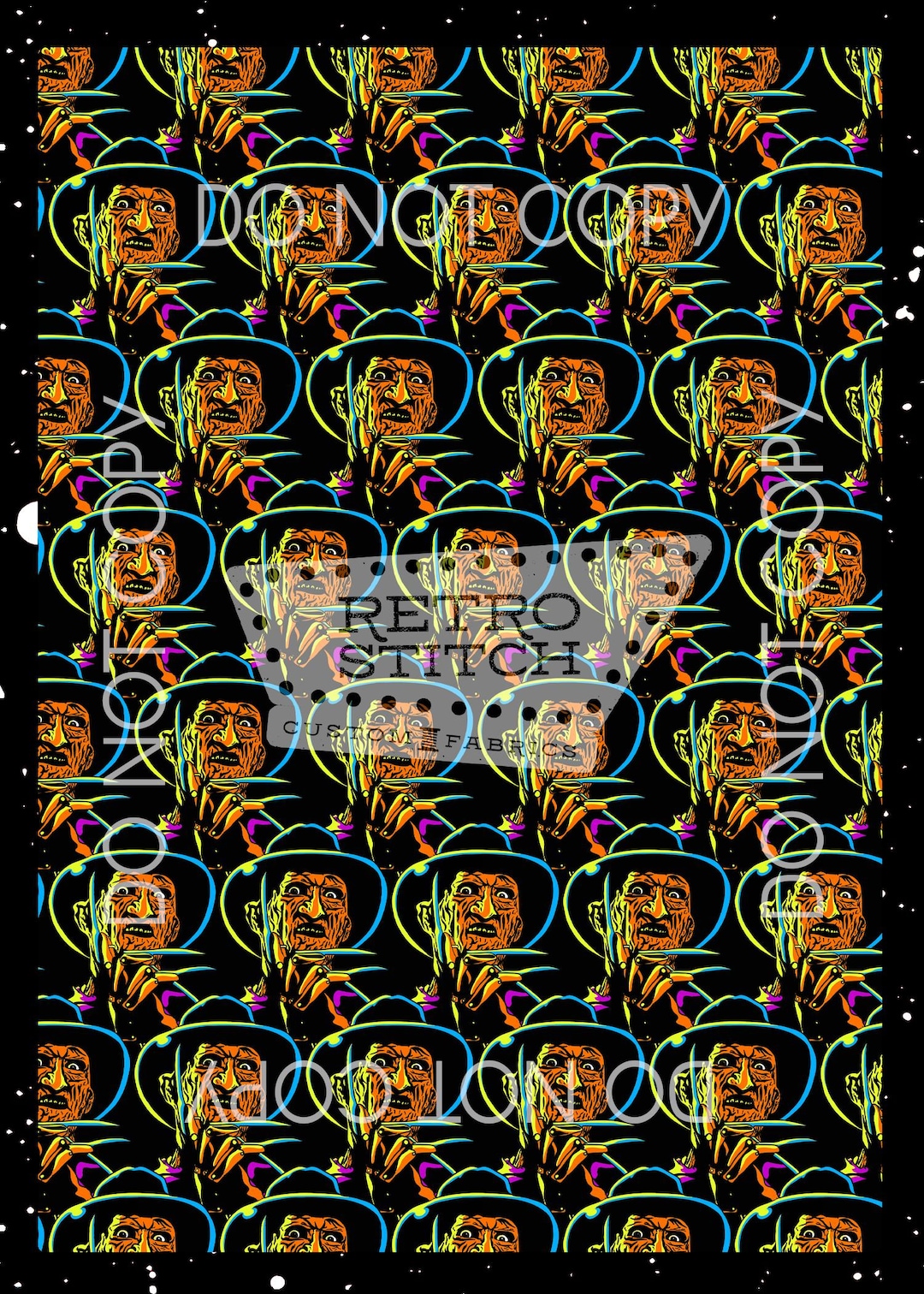 Slasher Movie Seamless Fabric Print | Retro Horror Scream Queen ...