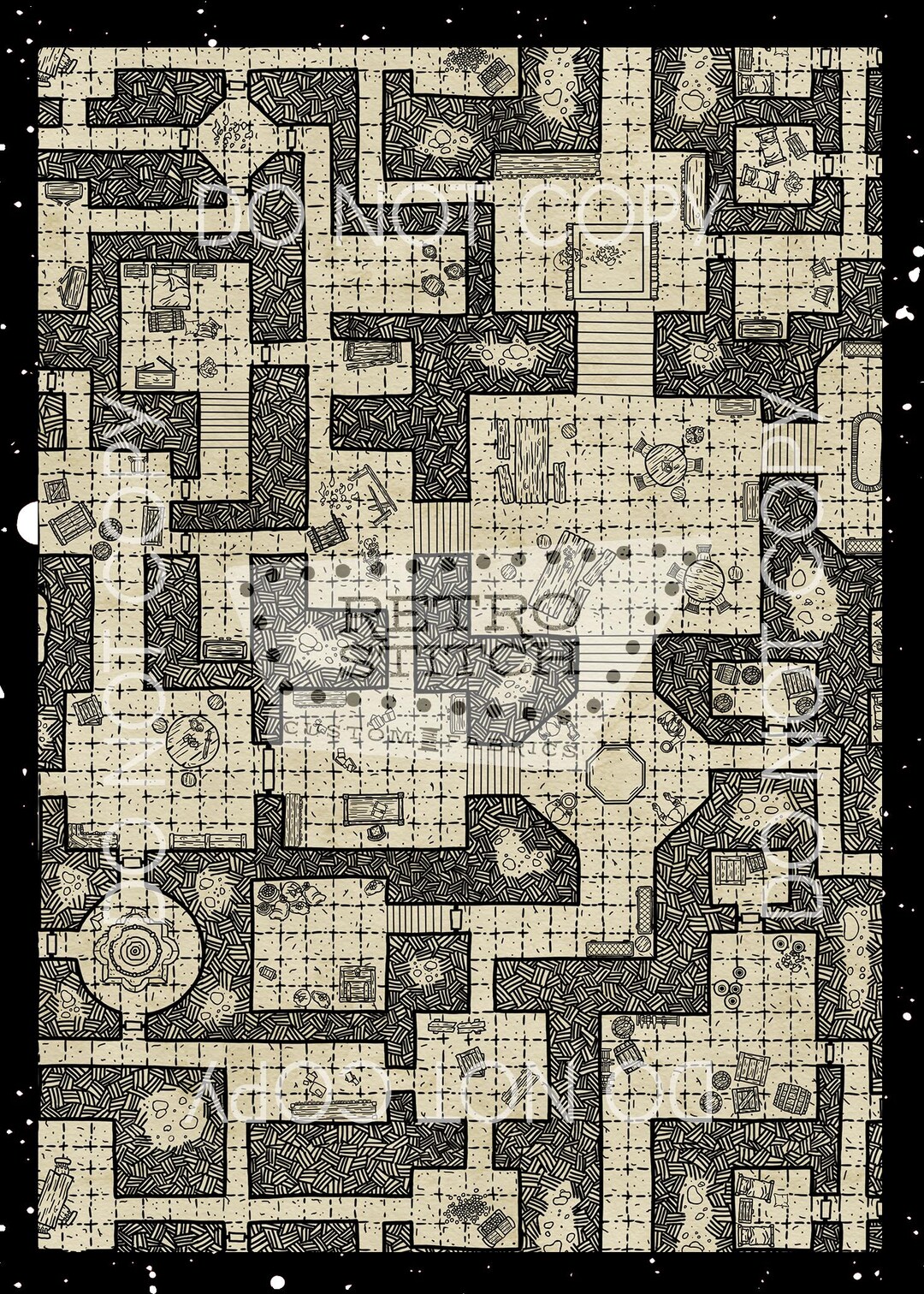 Aged Dungeon Map – Seamless Pattern Digital Design (digital Download ...