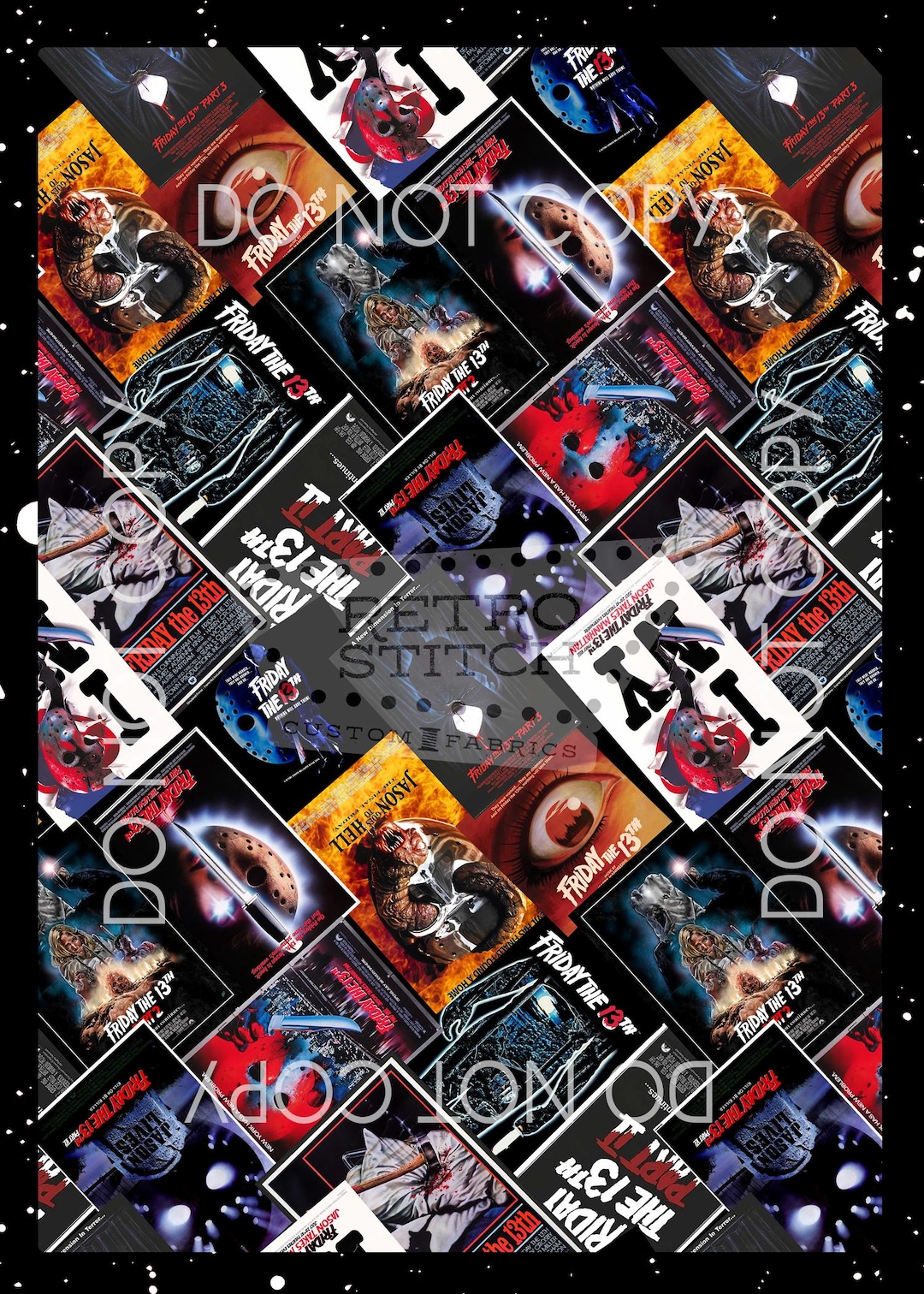 Retro Horror Movie Poster Pattern | Slasher Fabric Design (digital ...